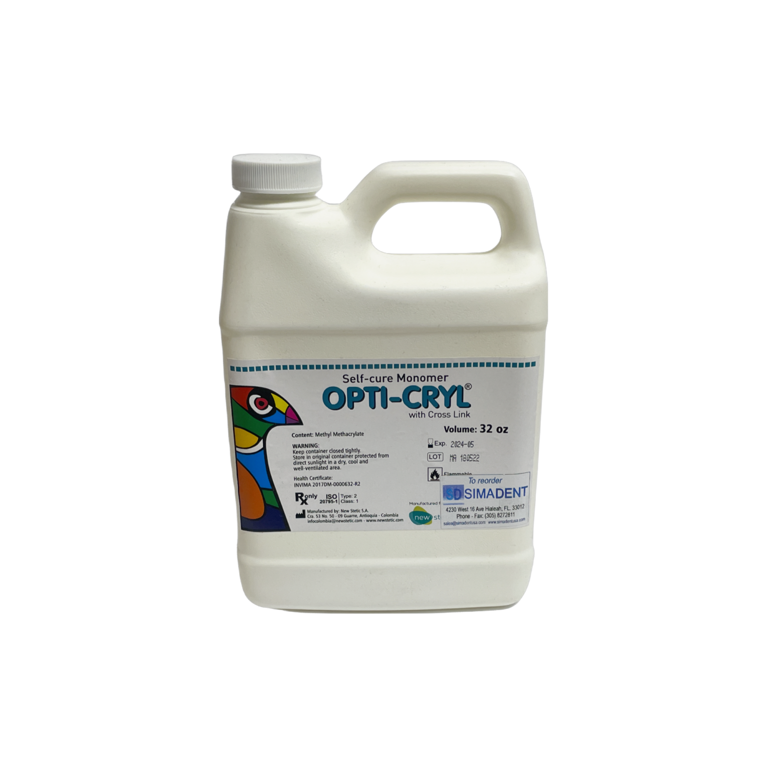 Liquid Acrylic Self Curing Bottle X 32 Oz - Simadent USA
